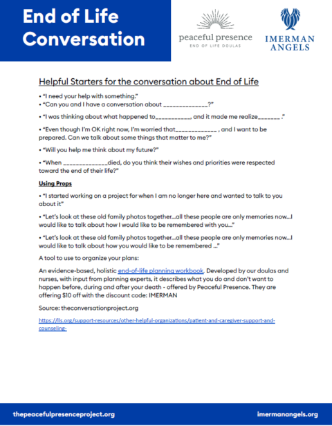 End-of-Life Conversation Starters | Imerman Angels